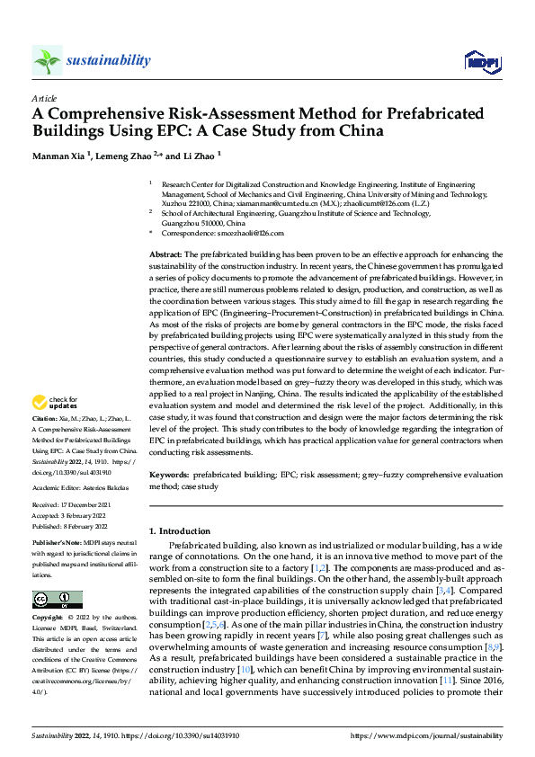 (PDF) A Comprehensive Risk-Assessment Method for Prefabricated ...