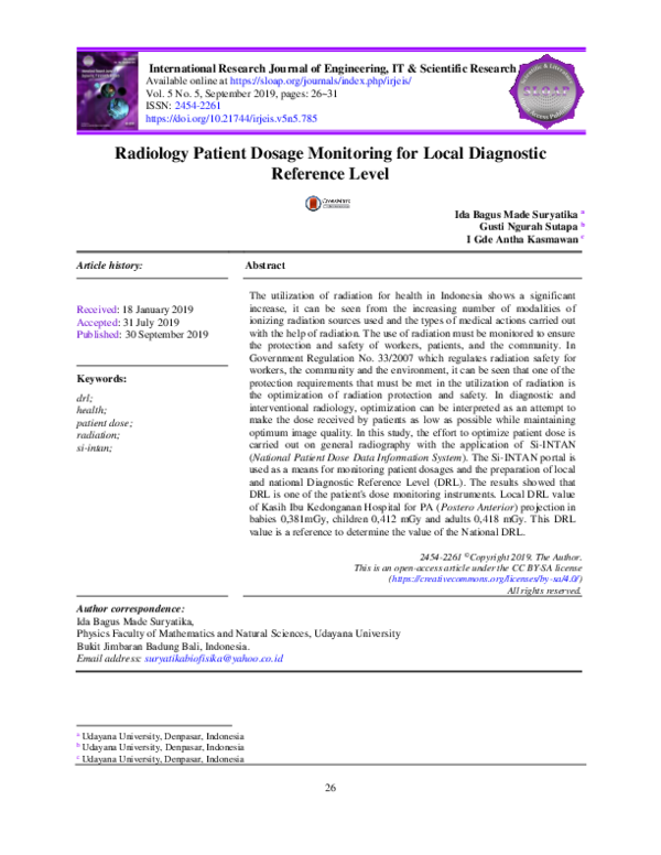 (PDF) Radiology patient dosage monitoring for local diagnostic ...