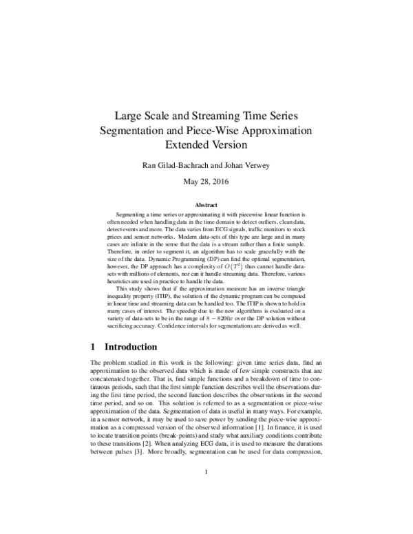 (PDF) Large Scale and Streaming Time Series Segmentation and Piece-Wise ...