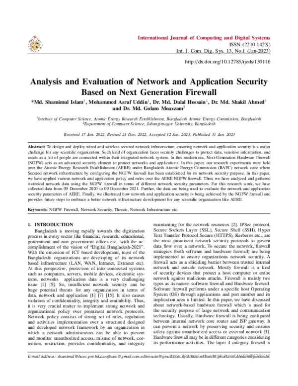 (PDF) Analysis and Evaluation of Network and Application Security Based on Next Generation Firewall