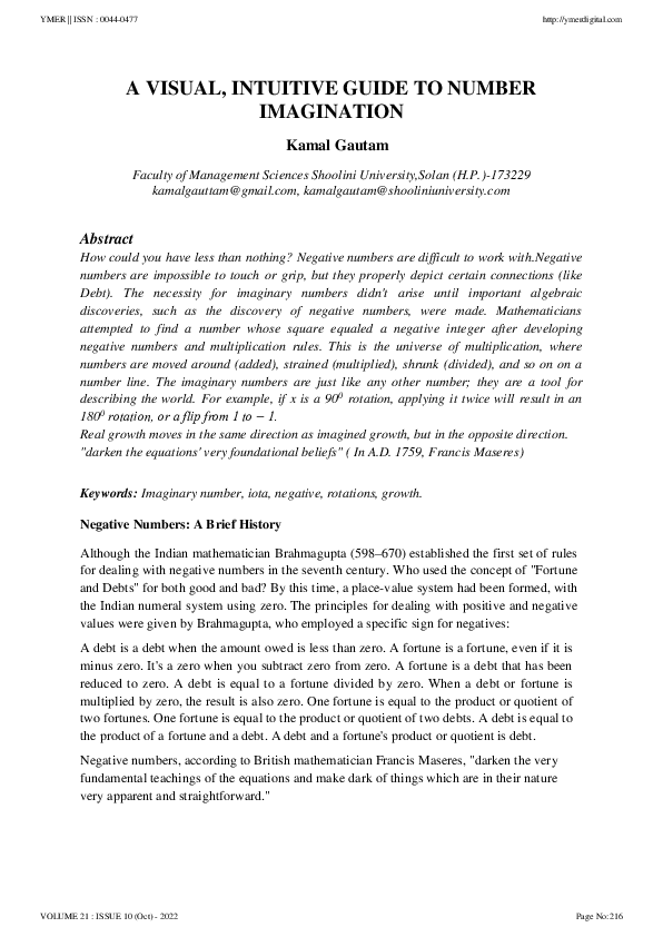 (PDF) A VISUAL, INTUITIVE GUIDE TO NUMBER IMAGINATION