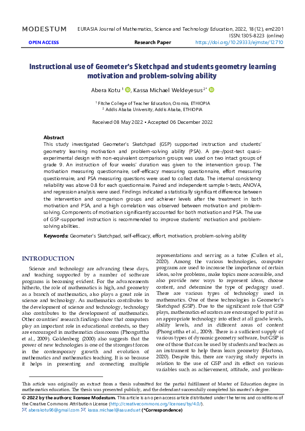 (PDF) Instructional use of Geometer’s Sketchpad and students geometry ...