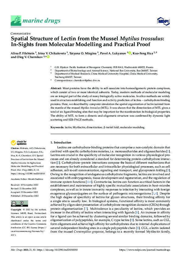 (PDF) Spatial Structure of Lectin from the Mussel Mytilus trossulus: In ...