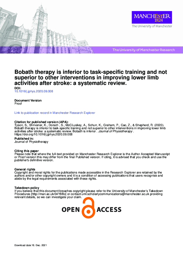 (PDF) Bobath therapy is inferior to task-specific training and not ...