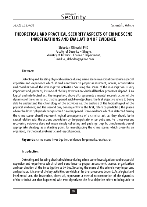 (PDF) Theoretical and Practical Security Aspects of Crime Scene ...