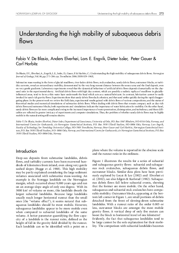 (PDF) Understanding the high mobility of subaqueous debris flows