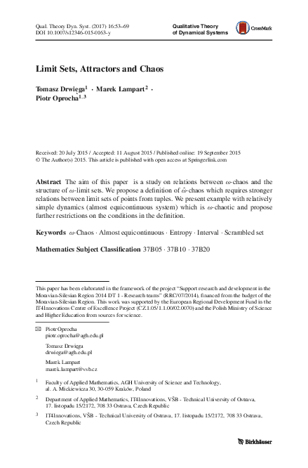 (PDF) Limit Sets, Attractors and Chaos