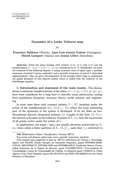 (PDF) Dynamics of a Lotka–Volterra map
