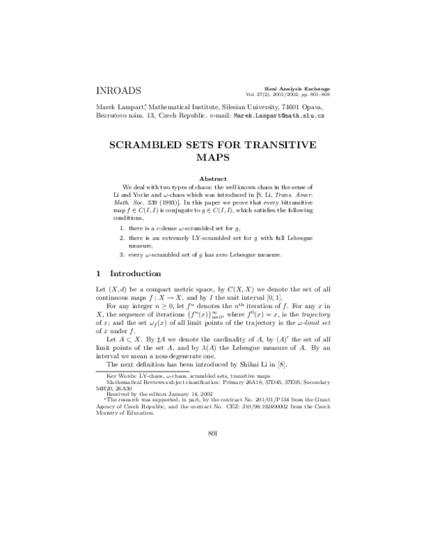 Scrambled Sets for Transitive Maps