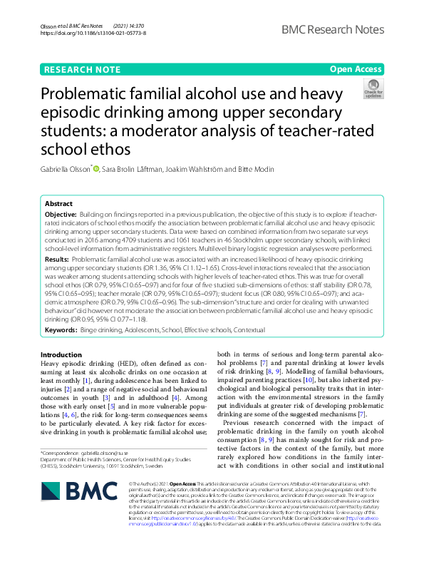 (PDF) Problematic familial alcohol use and heavy episodic drinking ...