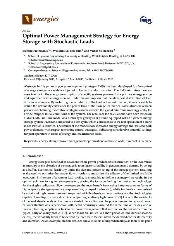 (PDF) Optimal Power Management Strategy for Energy Storage with ...