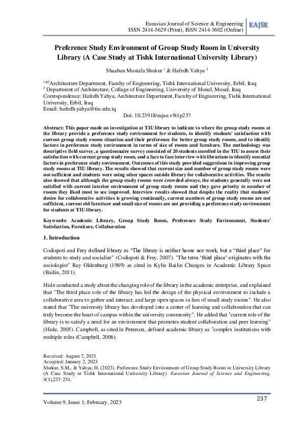 (PDF) Preference Study Environment of Group Study Room in University ...