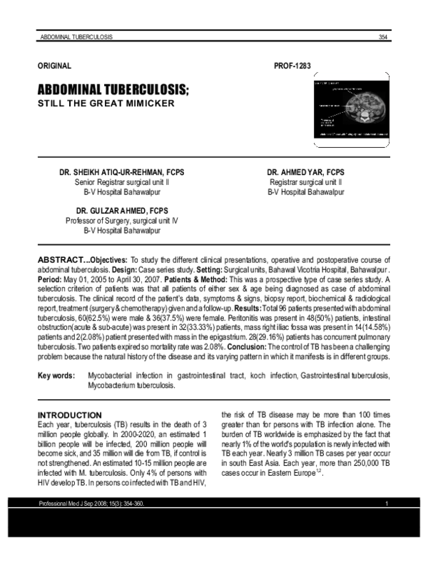 (PDF) Abdominal Tuberculosis