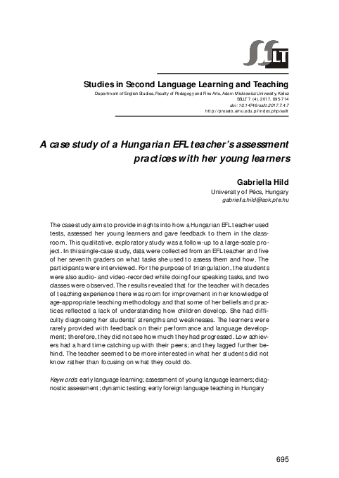 (PDF) A case study of a Hungarian EFL teacher’s assessment practices ...
