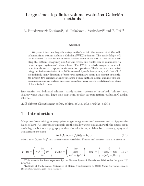 (PDF) Large Time Step Finite Volume Evolution Galerkin Methods