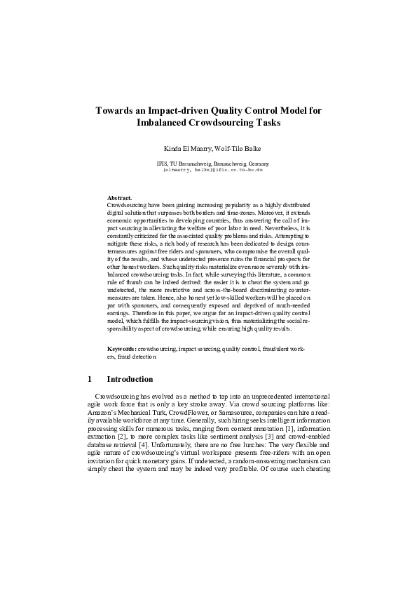 (PDF) Towards an Impact-Driven Quality Control Model for Imbalanced ...