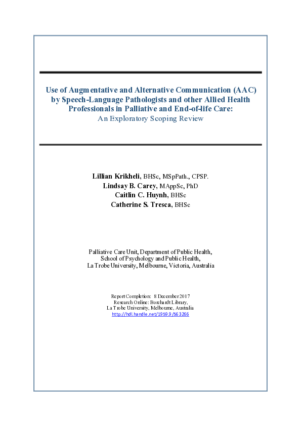 (PDF) Use of Alternative and Augmentative Communication (AAC) by Speech-Language Pathologists ...