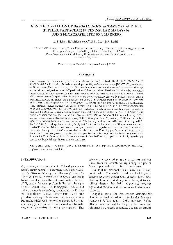 (PDF) Genetic variation of Dryobalanops aromatica Gaertn. F ...
