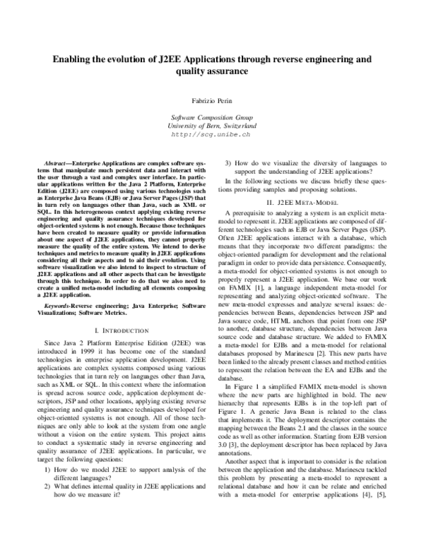 (PDF) Enabling the Evolution of J2EE Applications through Reverse ...