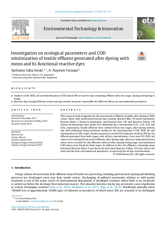 (PDF) Investigation on ecological parameters and COD minimization of ...
