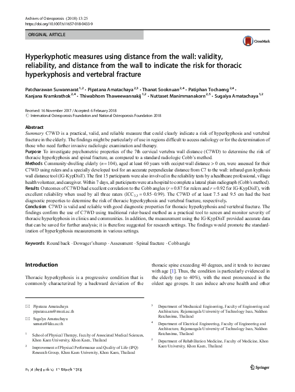 (PDF) Hyperkyphotic measures using distance from the wall: validity ...