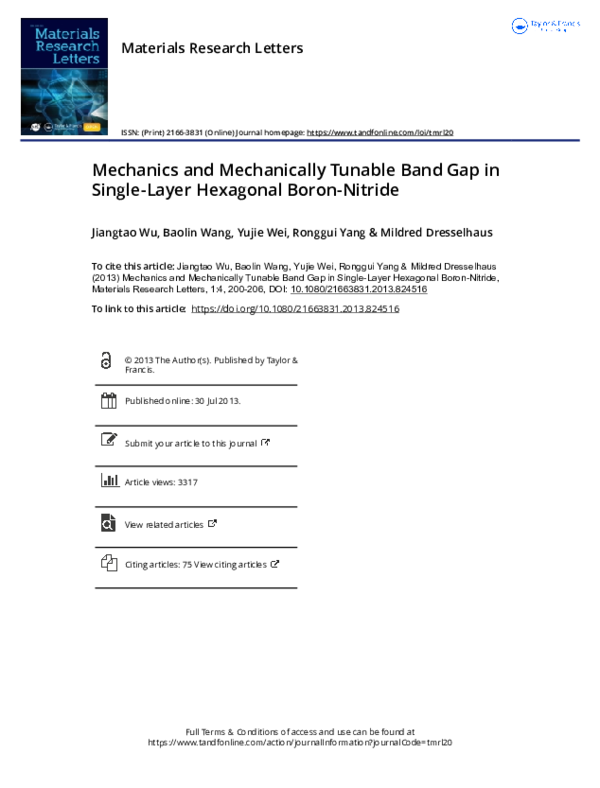 (PDF) Mechanics and Mechanically Tunable Band Gap in Single-Layer ...