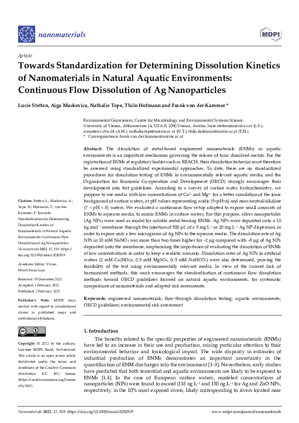 (PDF) Towards Standardization for Determining Dissolution Kinetics of ...