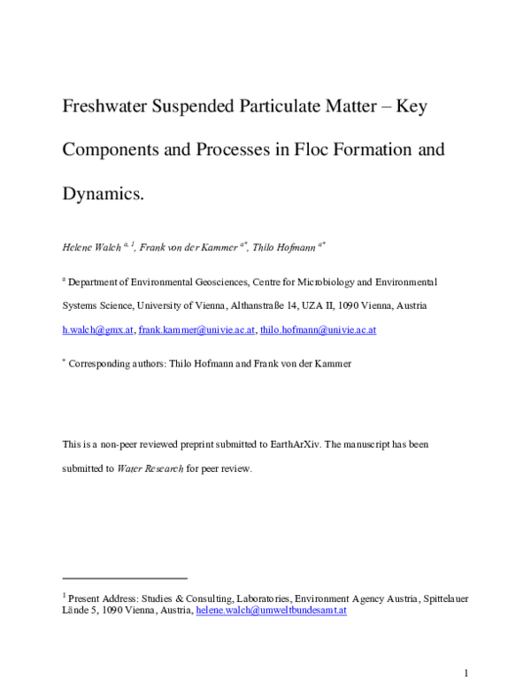 (PDF) Freshwater suspended particulate matter—Key components and ...
