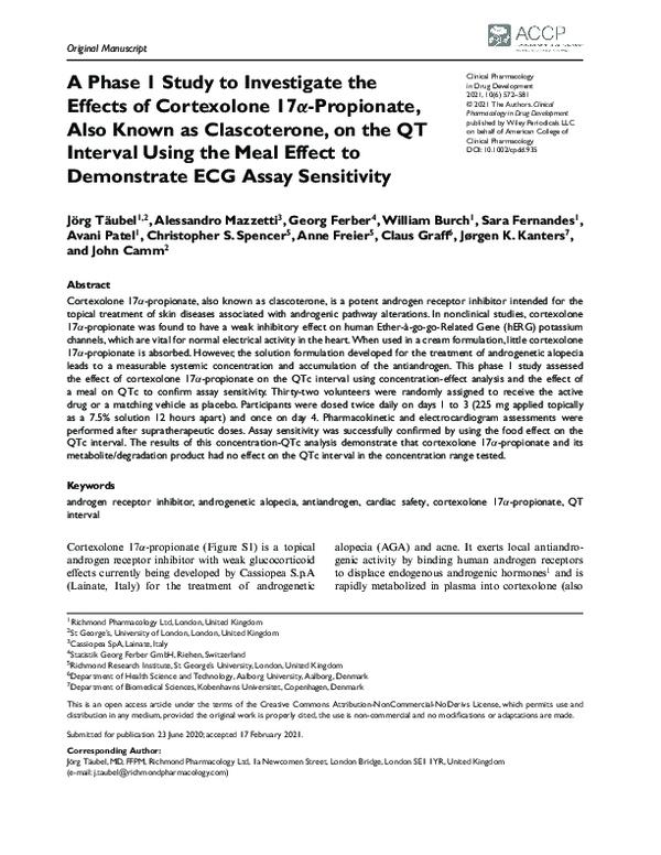 (PDF) A Phase 1 Study to Investigate the Effects of Cortexolone 17α ...