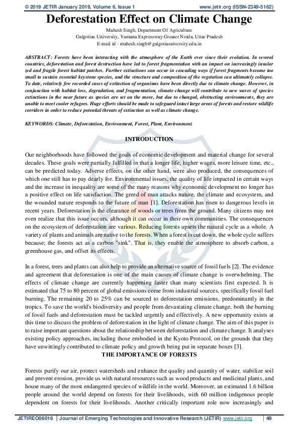 (PDF) Deforestation Effect on Climate Change