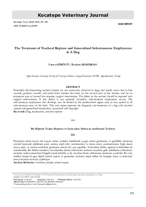 (PDF) The treatment of tracheal rupture and generalized subcutaneous ...