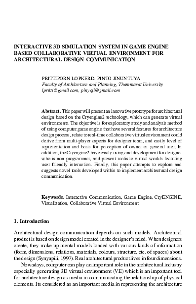 Pdf Interactive 3d Simulation System In Game Engine Based