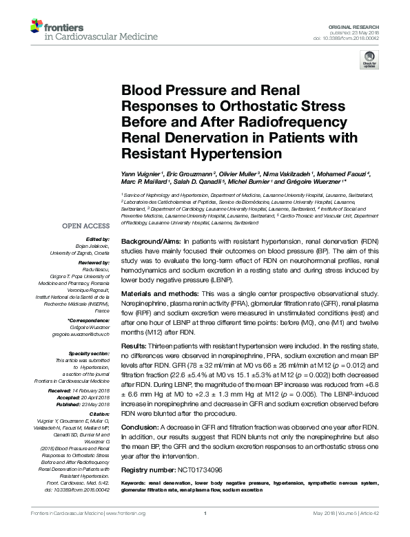 (PDF) Blood Pressure and Renal Responses to Orthostatic Stress Before ...