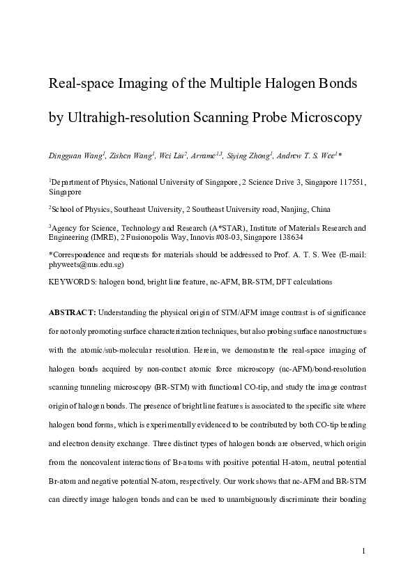 (PDF) Real-space Imaging of the Multiple Halogen Bonds by Ultrahigh ...