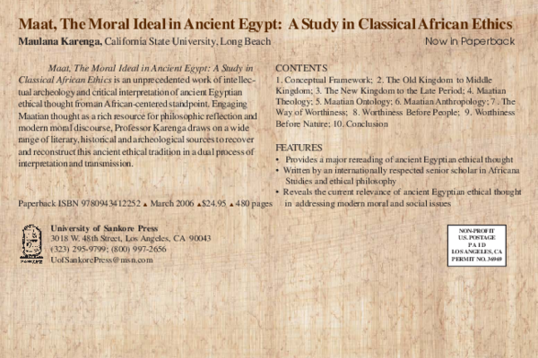 (PDF) Maat, The Moral Ideal in Ancient Egypt