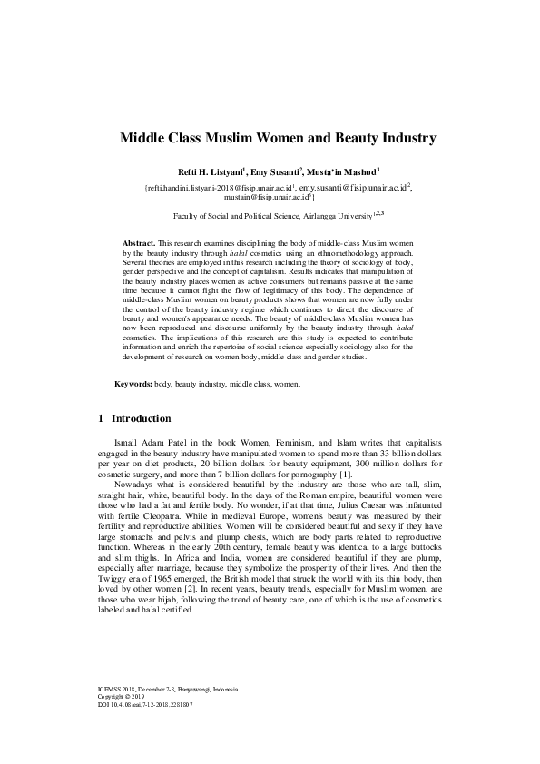 (PDF) Middle Class Muslim Women and Beauty Industry | Saheed Busari - Academia.edu