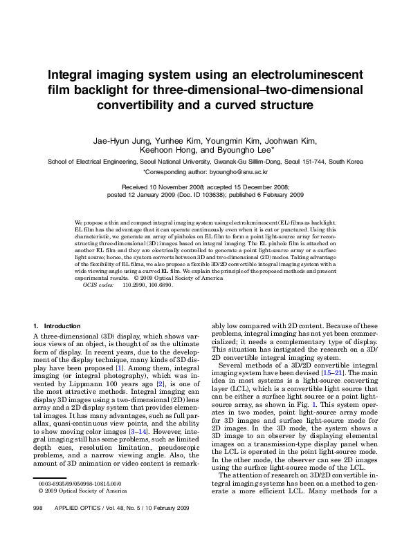 (PDF) Integral imaging system using an electroluminescent film ...