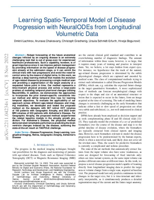 (PDF) Learning Spatio-Temporal Model of Disease Progression with NeuralODEs from Longitudinal ...