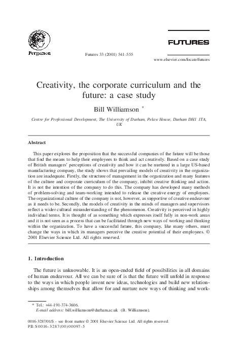 (PDF) Creativity, the corporate curriculum and the future: a case study