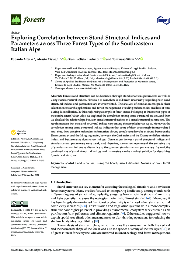 (PDF) Exploring Correlation between Stand Structural Indices and ...