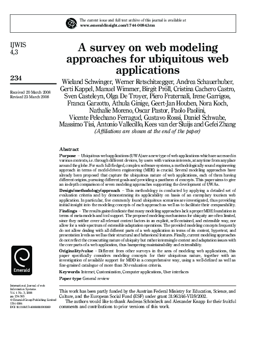 (PDF) A survey on web modeling approaches for ubiquitous web applications