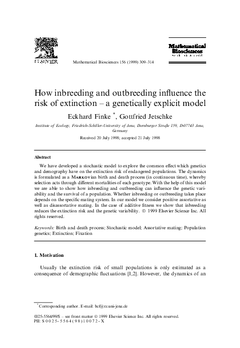 (PDF) How inbreeding and outbreeding influence the risk of extinction ...
