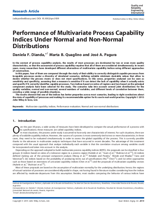 (PDF) Performance of Multivariate Process Capability Indices Under ...