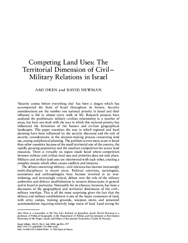 (PDF) Competing Land Uses: The Territorial Dimension of Civil–Military ...