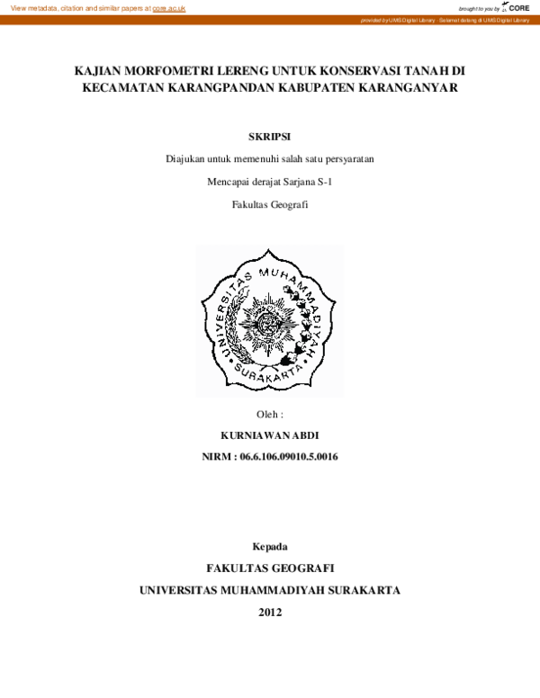 (PDF) Kajian Morfometri Lereng Untuk Konservasi Tanah Di Kecamatan ...