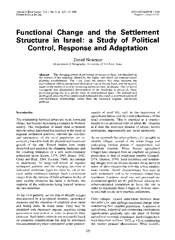 (PDF) Functional change and the settlement structure in Israel: a study ...