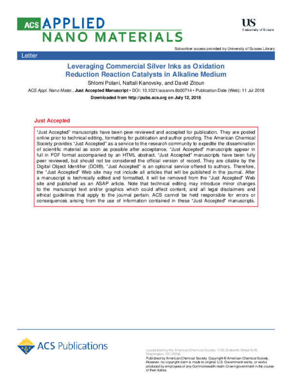 (PDF) Leveraging Commercial Silver Inks as Oxidation Reduction Reaction ...