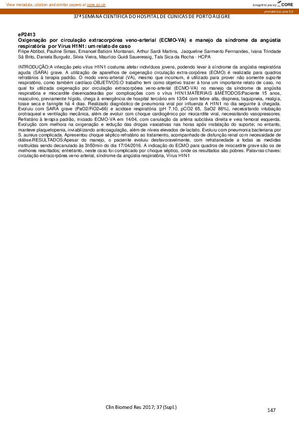 (PDF) Oxigenação por circulação extracorpórea veno-arterial (ECMO-VA) e ...
