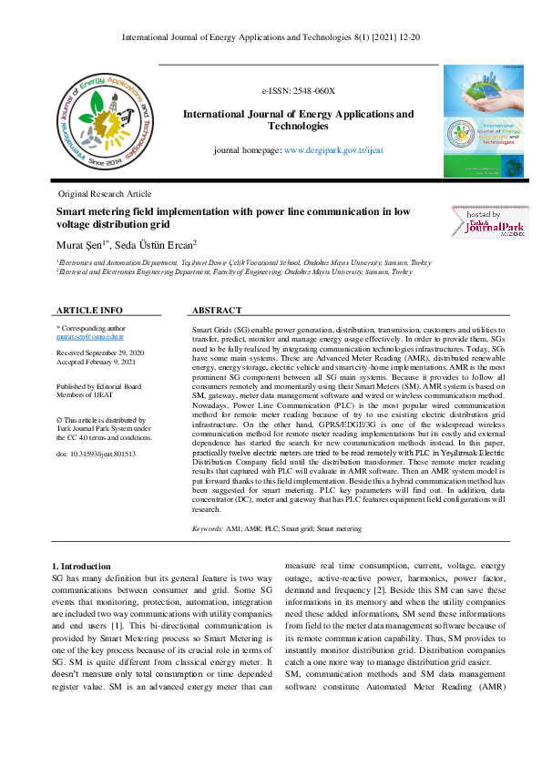 (PDF) Smart metering field implementation with power line communication in low voltage ...