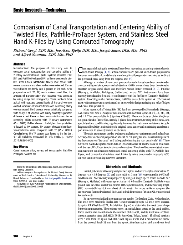 (PDF) Comparison of Canal Transportation and Centering Ability of ...